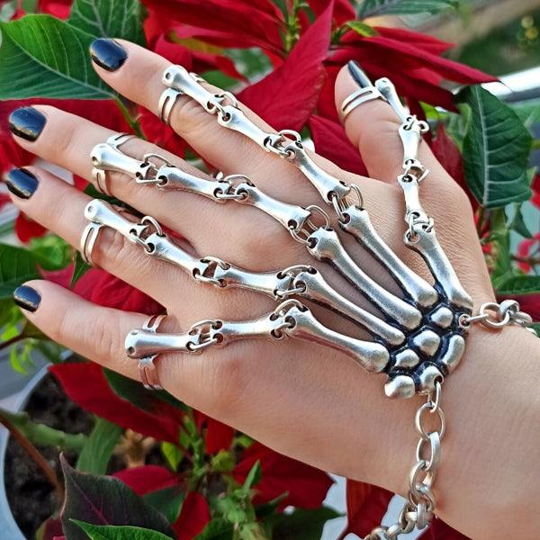 Embrace Gothic Chic: Skeleton Bracelet for Punk & Cosplay Costume – Trending Silver Gifts